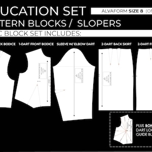 Basic Dress Pattern Blocks / Slopers - Education Set - Alvaform Size 8 ...