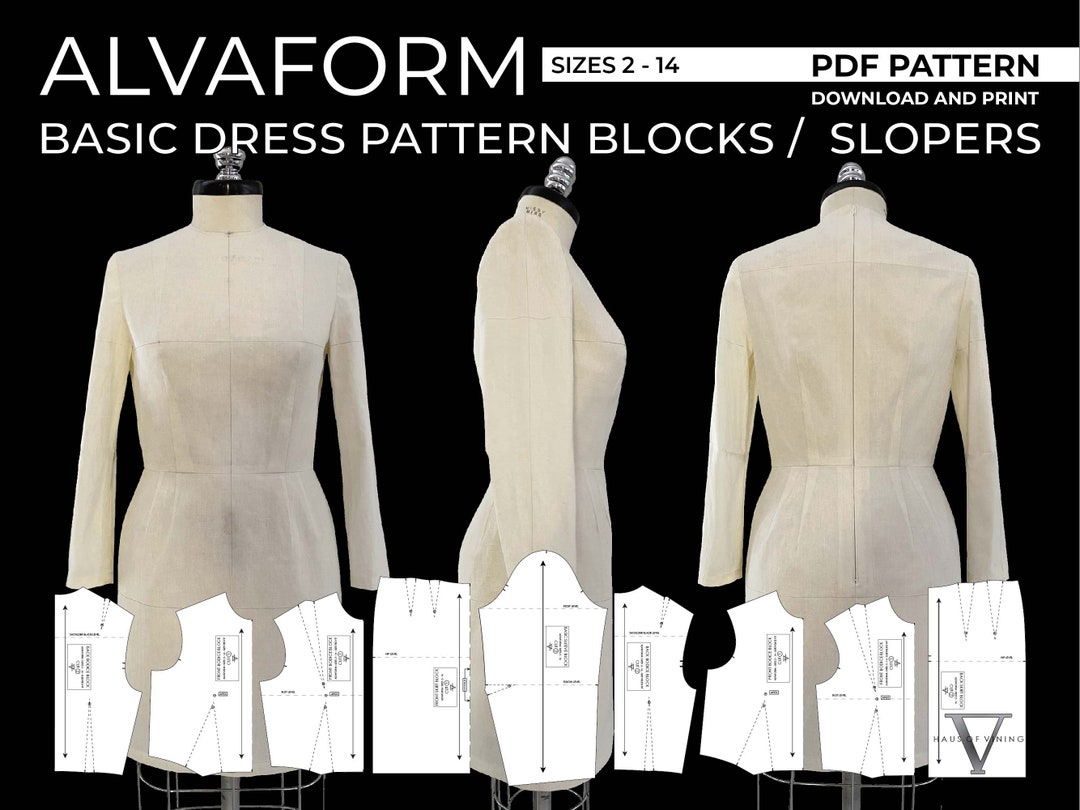 Alvaform sizes 2-14 Basic Dress Pattern Blocks / Slopers PDF DOWNLOAD ...