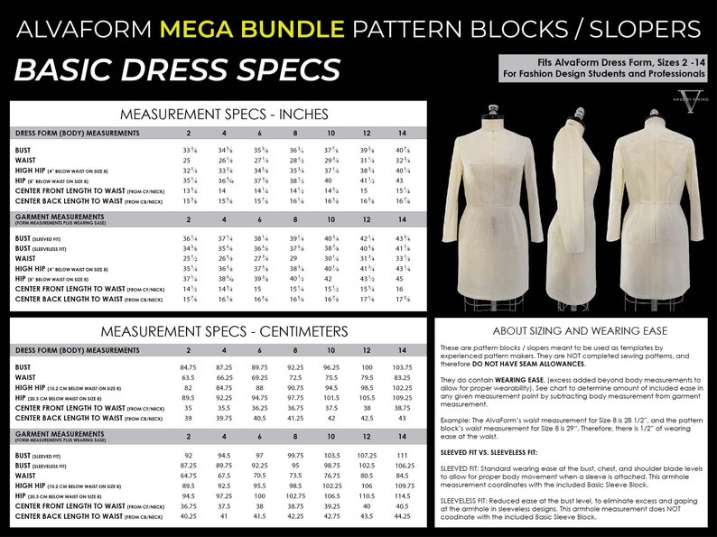 Alvaform (sizes 2-14) Basic Dress & Pant - Mega Bundle - Pattern Blocks ...
