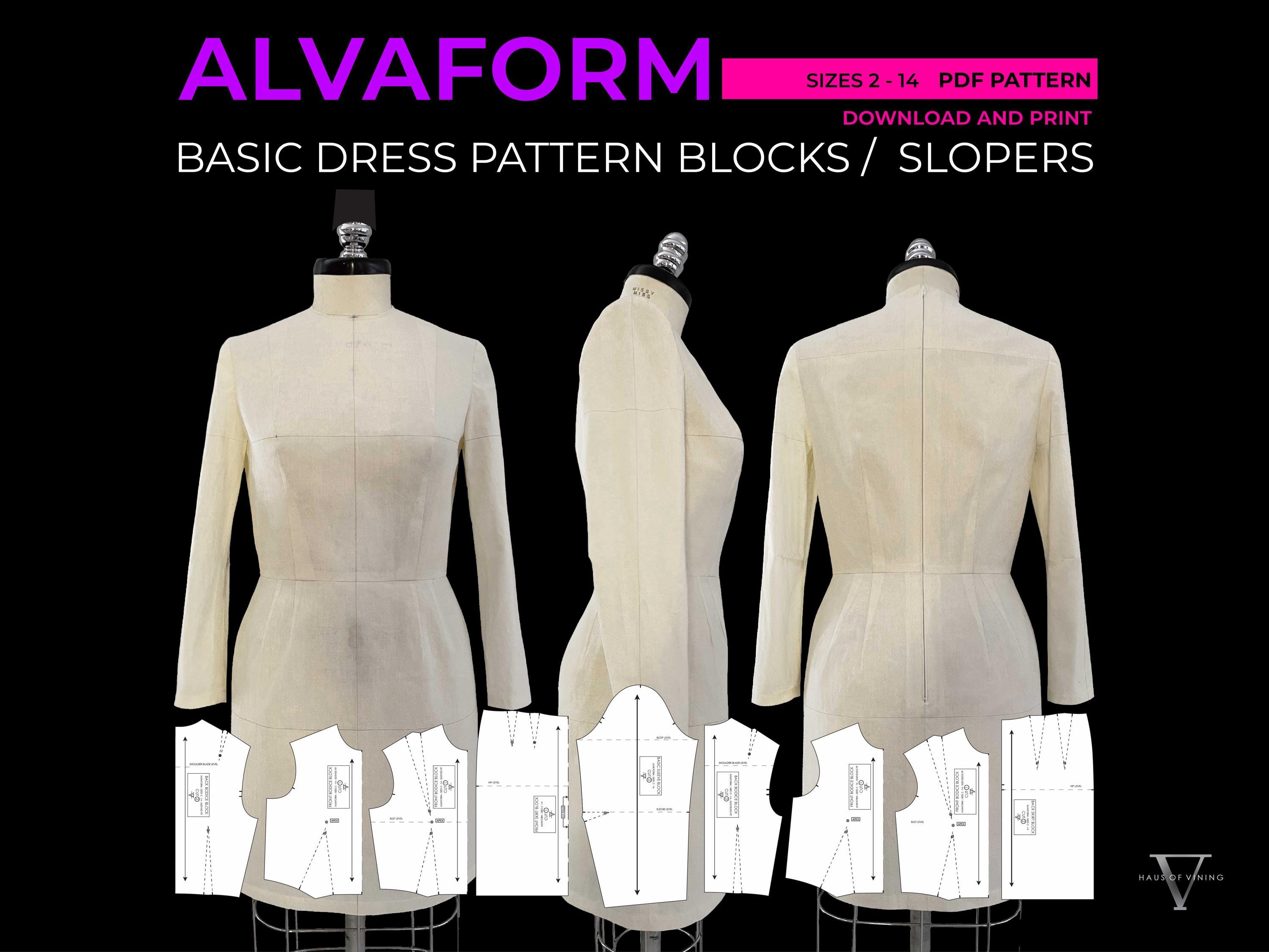 Alvaform (sizes 2-14) Basic Dress Pattern Blocks / Slopers (PDF ...