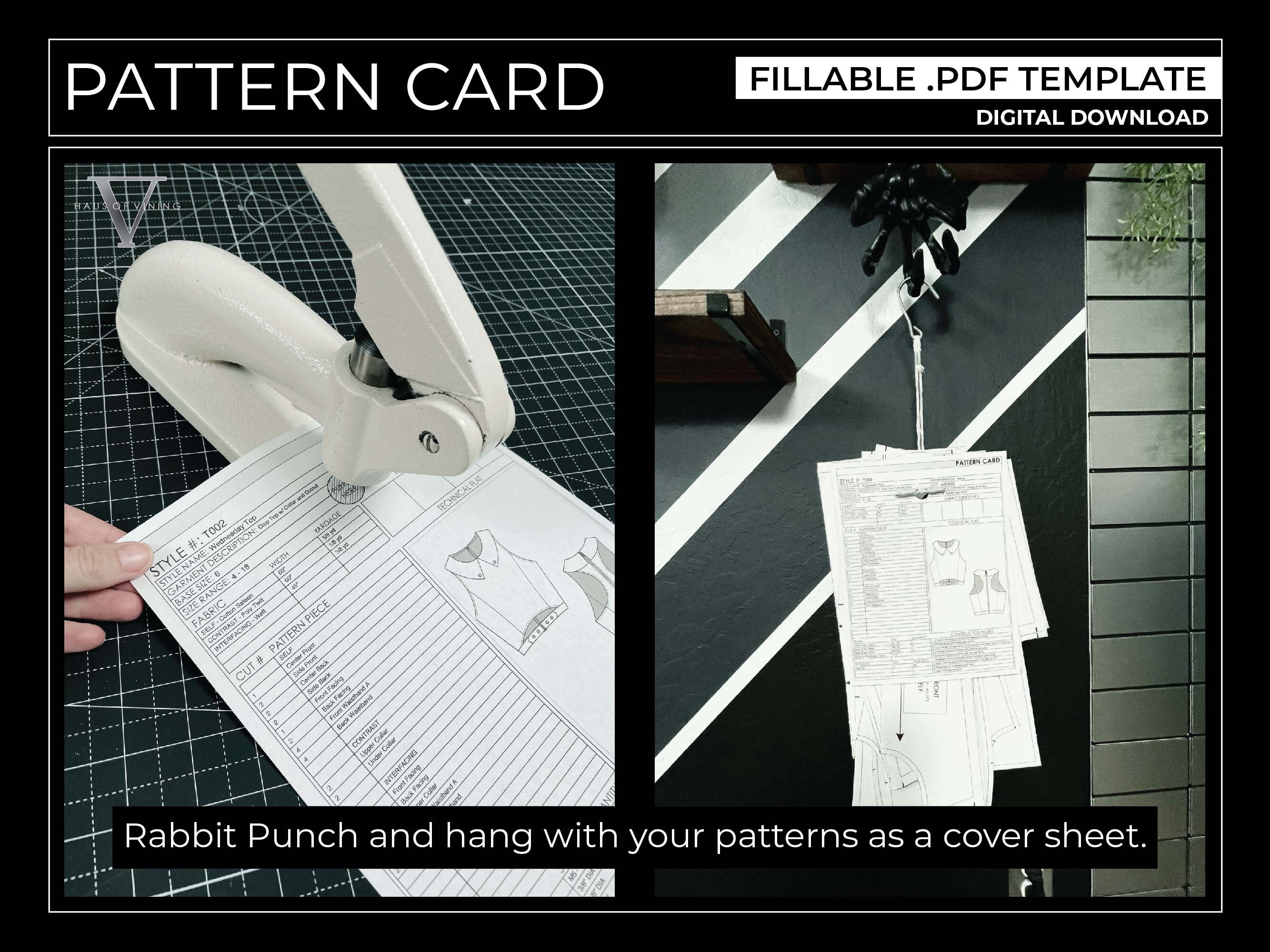 Pattern Card - Fillable Template for Apparel Industry Tech Packs (PDF ...
