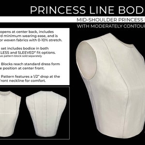 Princess Line Bodice Sewing Pattern and Pattern Block Set - Sizes 4-18 ...