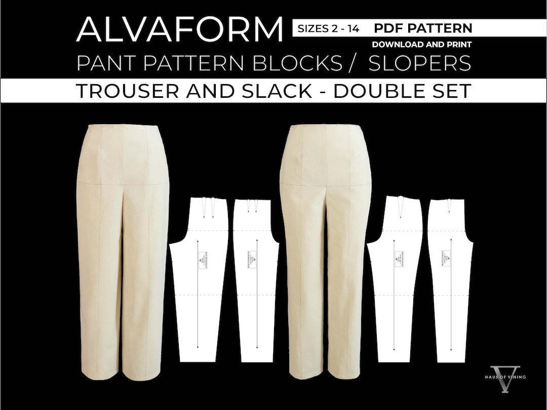 Alvaform (sizes 2-14) Pant Pattern Blocks / Slopers - Trouser & Slack ...