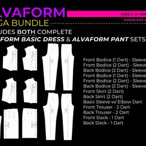 Alvaform (sizes 2-14) Basic Dress & Pant - Mega Bundle - Pattern Blocks ...