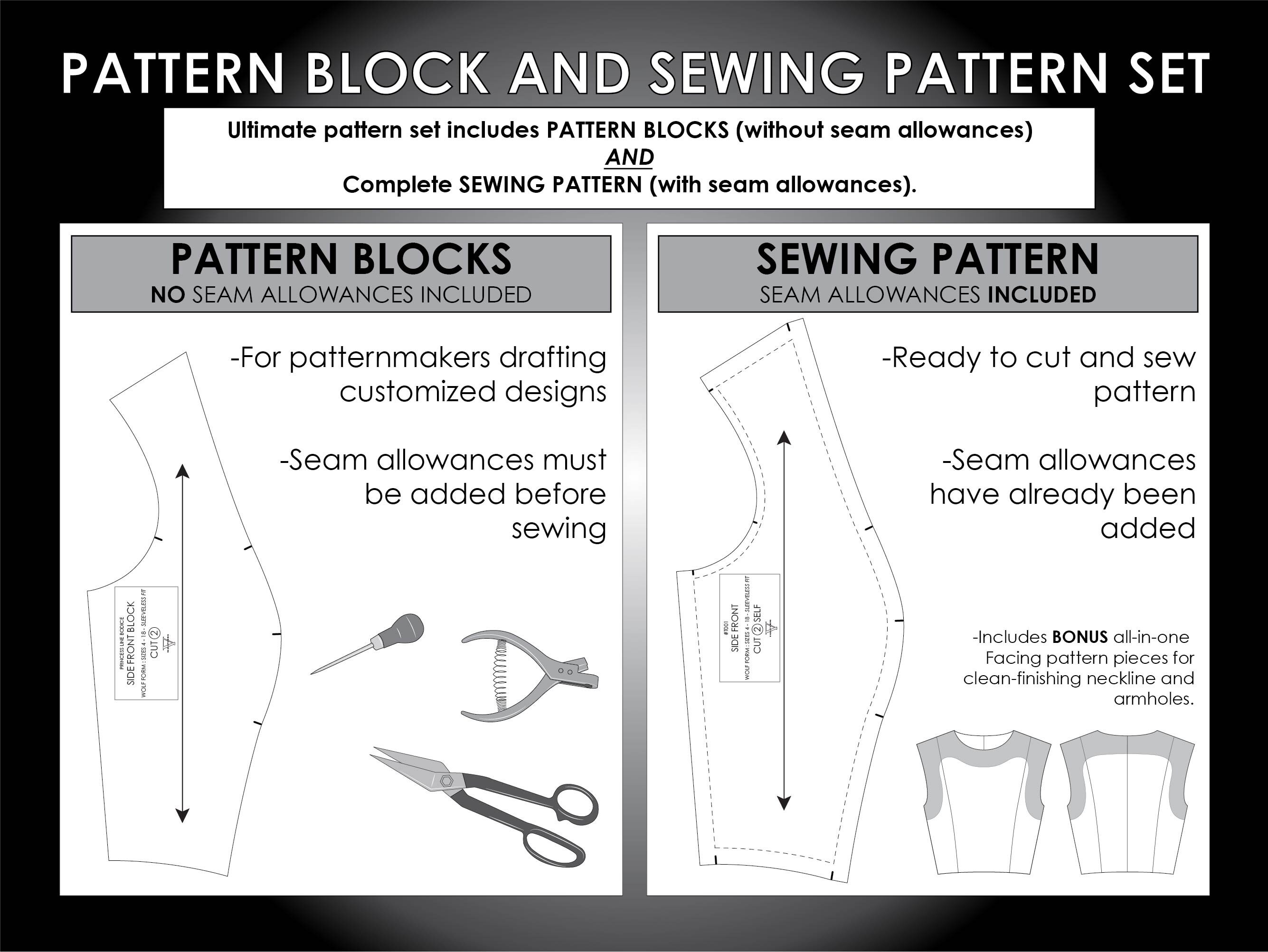 Princess Line Bodice Sewing Pattern and Pattern Block Set - Etsy