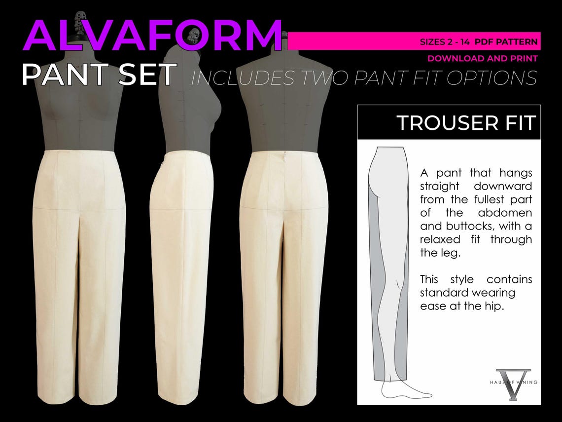 Alvaform (sizes 2-14) Pant Pattern Blocks / Slopers - Trouser & Slack ...
