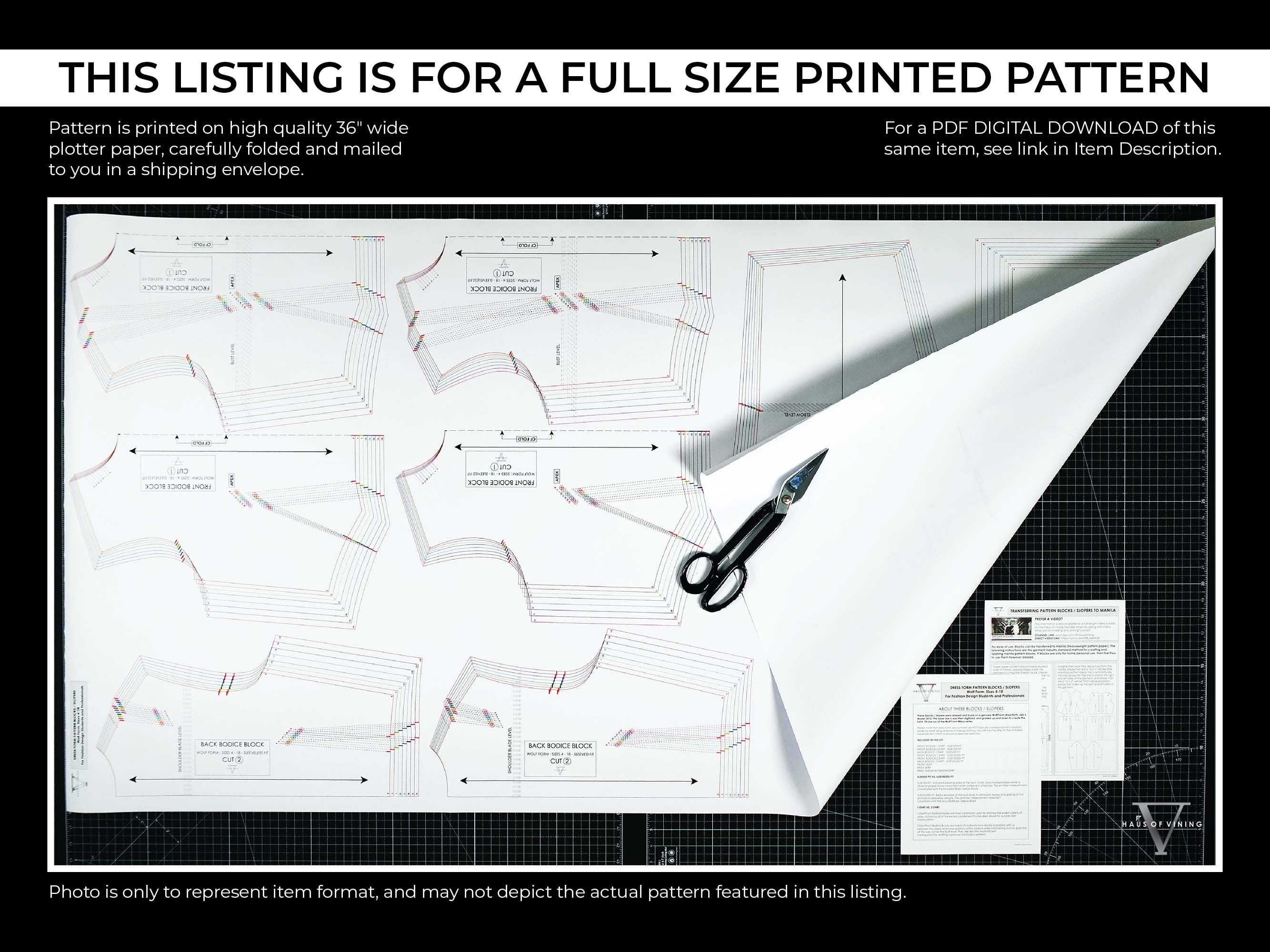 Alvaform PLUS SIZE (sizes 14-36) Basic Dress Pattern Blocks / Slopers ...