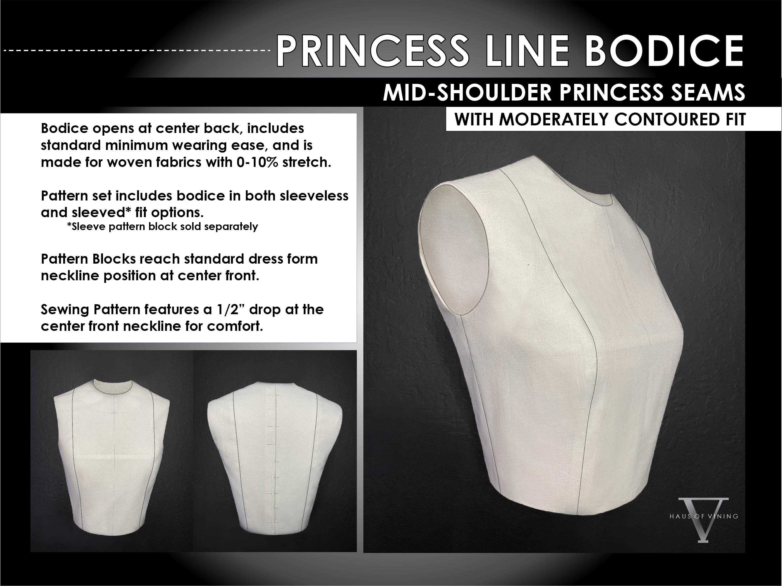 Princess Line Bodice Sewing Pattern and Pattern Block Set - Etsy UK