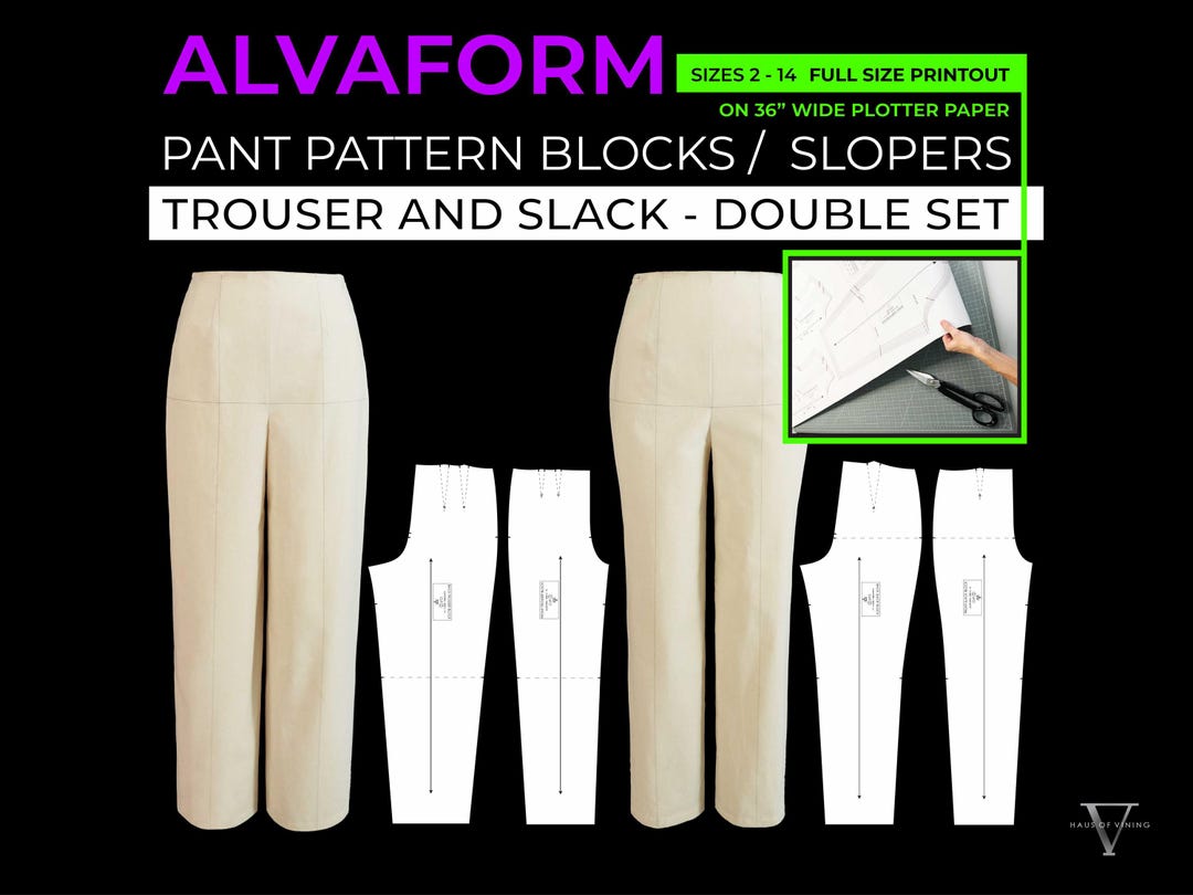 Alvaform (sizes 2-14) Pant Pattern Blocks / Slopers - Trouser & Slack ...
