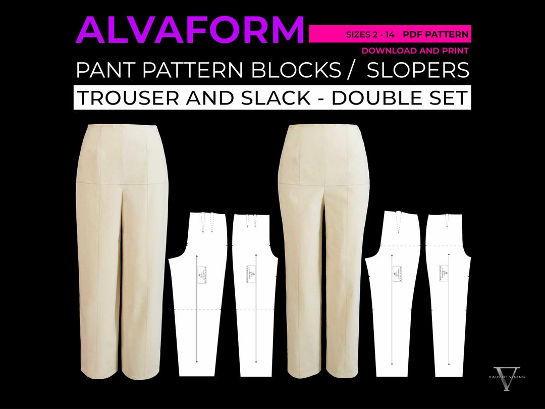Alvaform (sizes 2-14) Pant Pattern Blocks / Slopers - Trouser & Slack ...