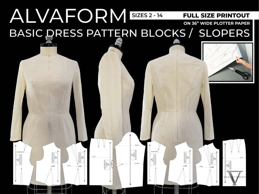 Alvaform sizes 2-14 Basic Dress Pattern Blocks / Slopers FULL SIZE ...