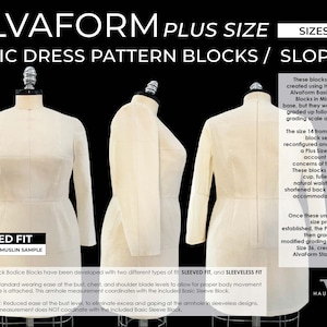 Alvaform PLUS SIZE (sizes 14-36) Basic Dress Pattern Blocks / Slopers ...