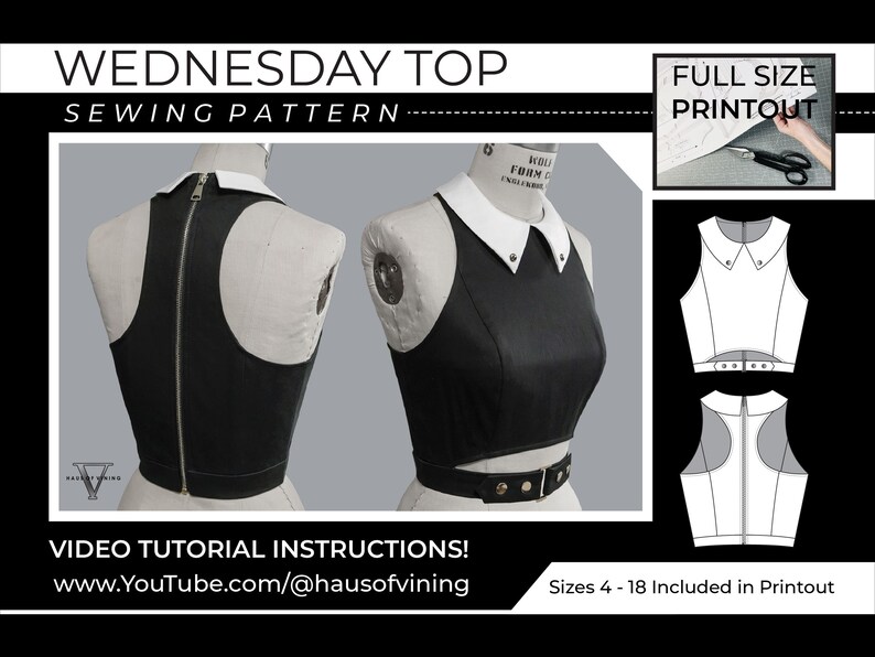 Wednesday Top Sewing Pattern sizes 4 18 FULL SIZE - Etsy