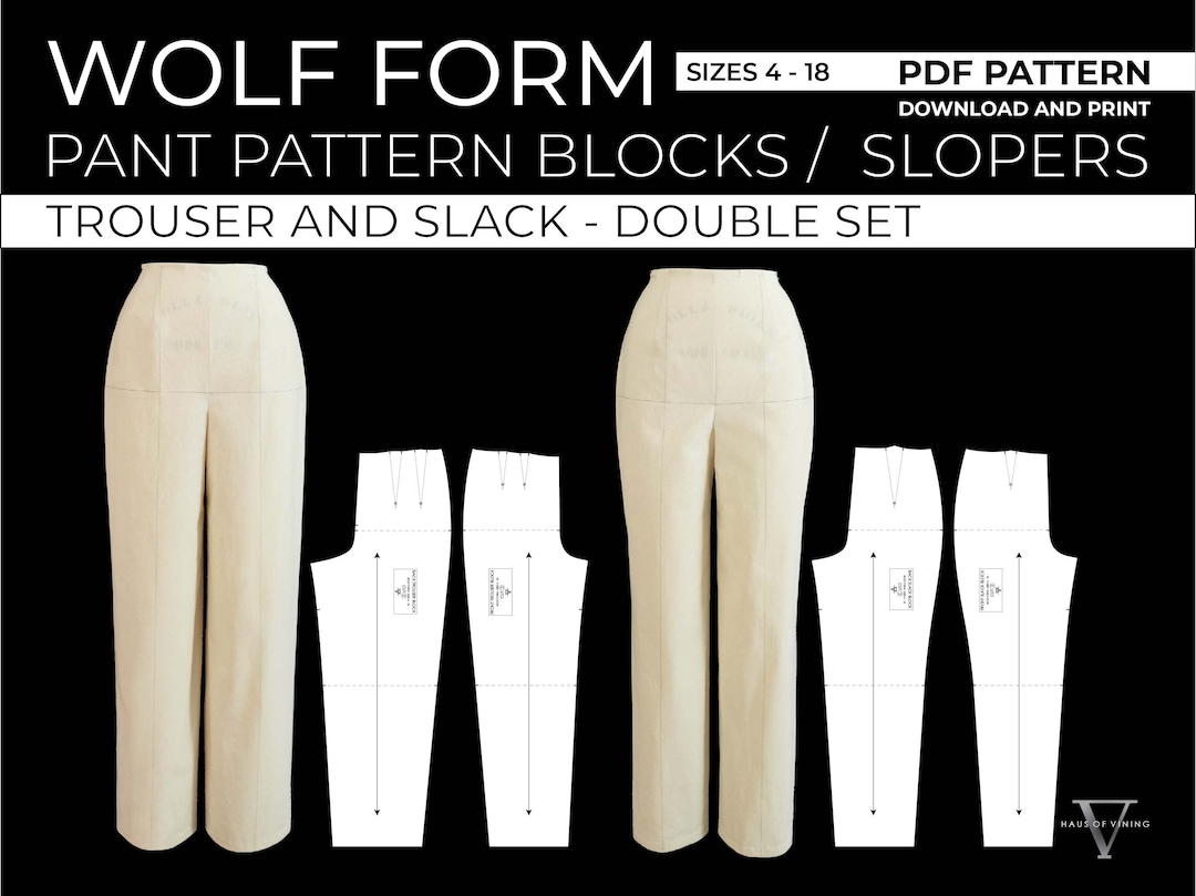 Wolf Form sizes 4-18 Pant Pattern Blocks / Slopers Trouser - Etsy