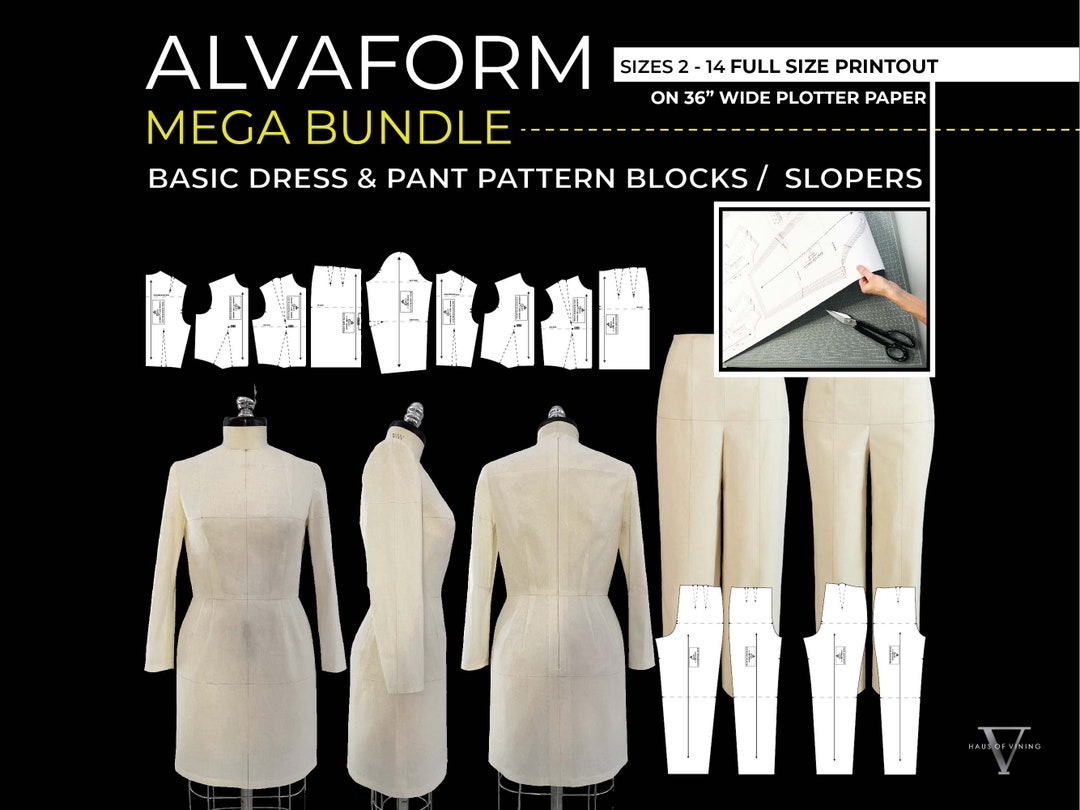 Alvaform (sizes 2-14) Basic Dress & Pant - Mega Bundle - Pattern Blocks ...