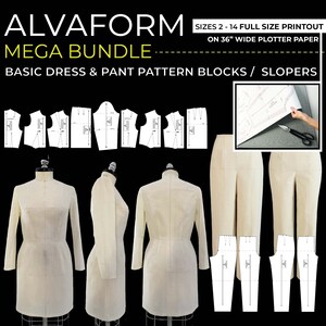 Alvaform (sizes 2-14) Basic Dress & Pant - Mega Bundle - Pattern Blocks ...