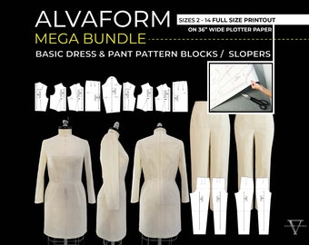 Alvaform sizes 2-14 Basic Dress Pattern Blocks / Slopers PDF DOWNLOAD ...