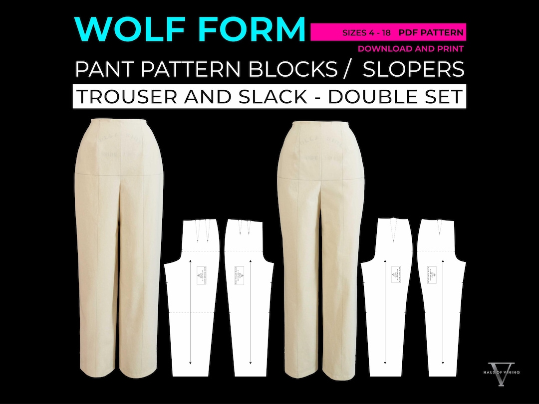 Wolf Form (sizes 4-18) Pant Pattern Blocks / Slopers - Trouser & Slack ...