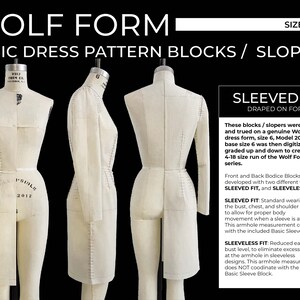 Wolf Form (sizes 4-18) Basic Dress Pattern Blocks / Slopers (FULL SIZE ...