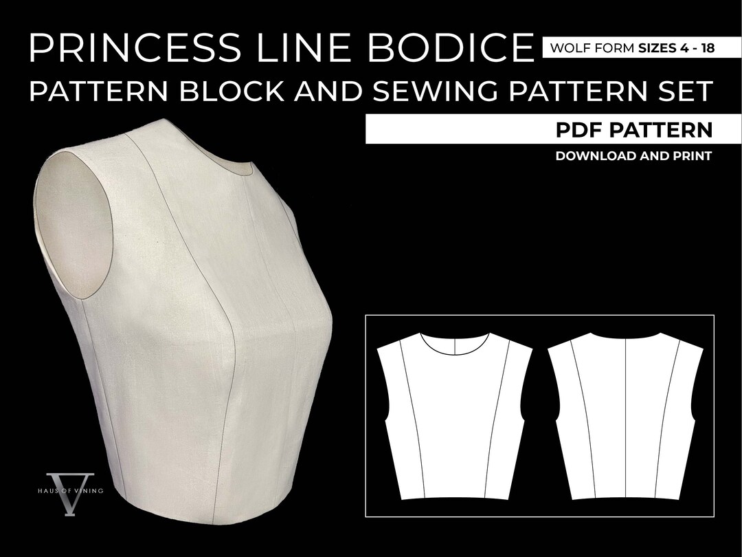 Princess Line Bodice Sewing Pattern and Pattern Block Set - Etsy