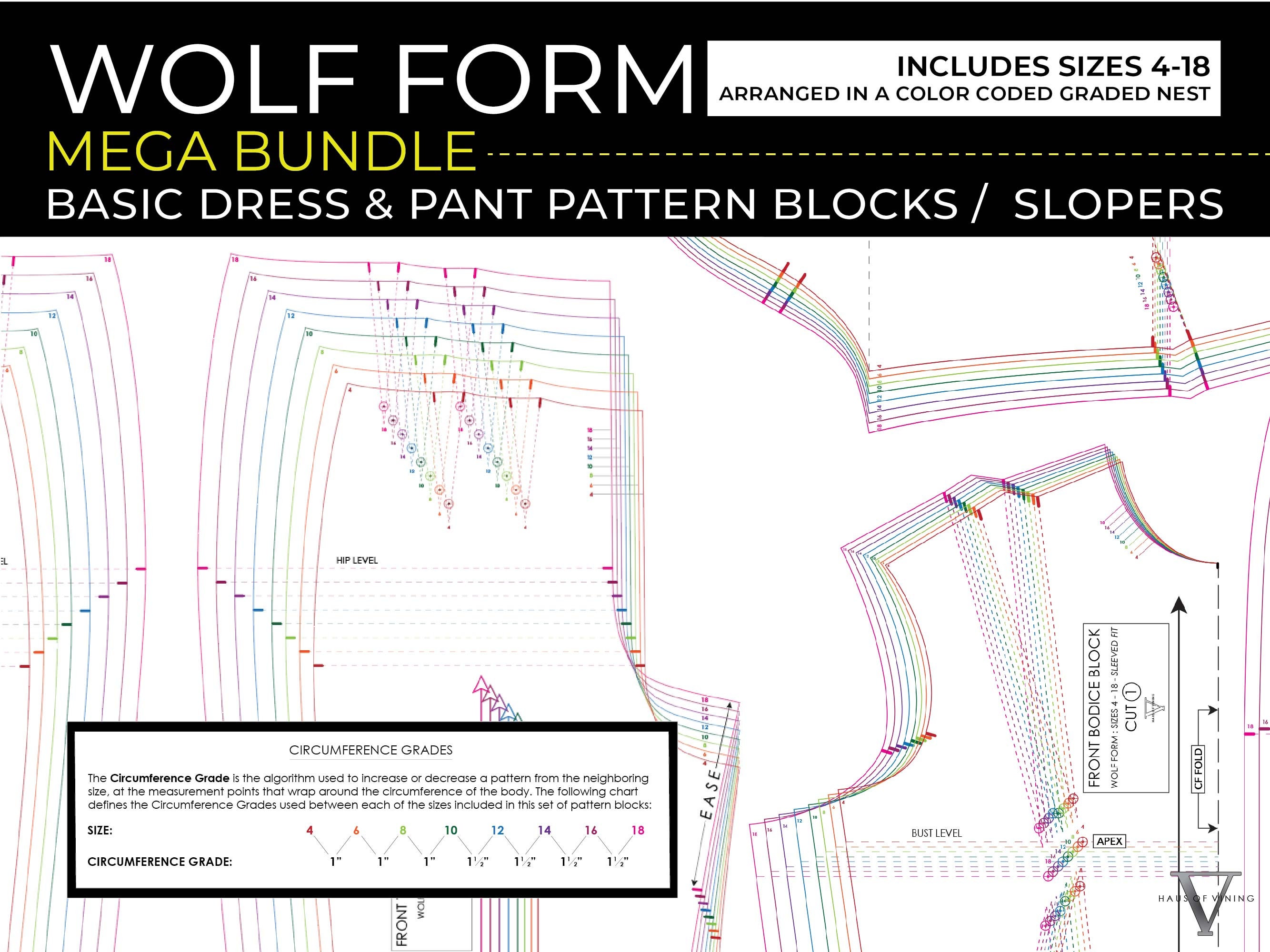 Wolf Form sizes 4-18 Basic Dress & Pant Mega Bundle Pattern Blocks ...