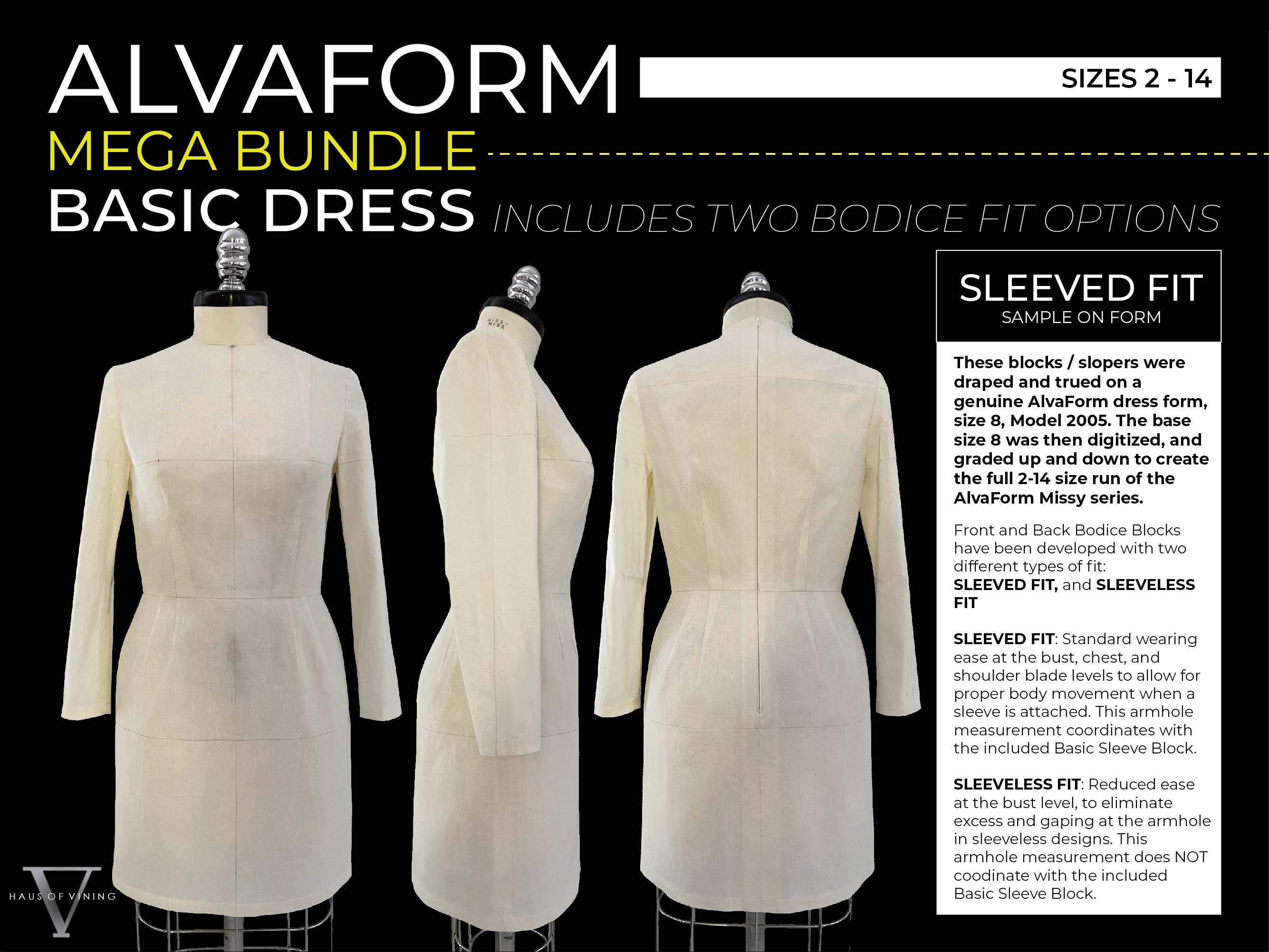 Alvaform sizes 2-14 Basic Dress & Pant Mega Bundle Pattern Blocks ...