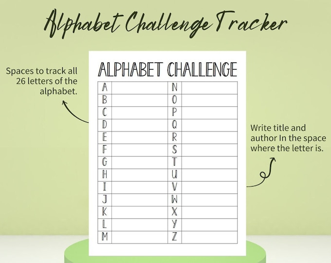 Undated A to Z Reading Challenge Template, ABC Template, Reading Log ...