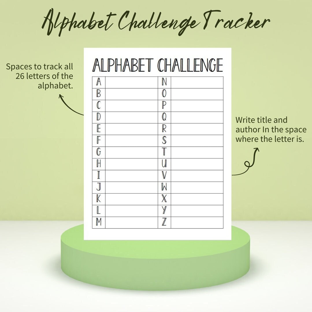 Alphabet Challenge, Reading Tracker, DNF Tracker, Book Tracker, Reading ...