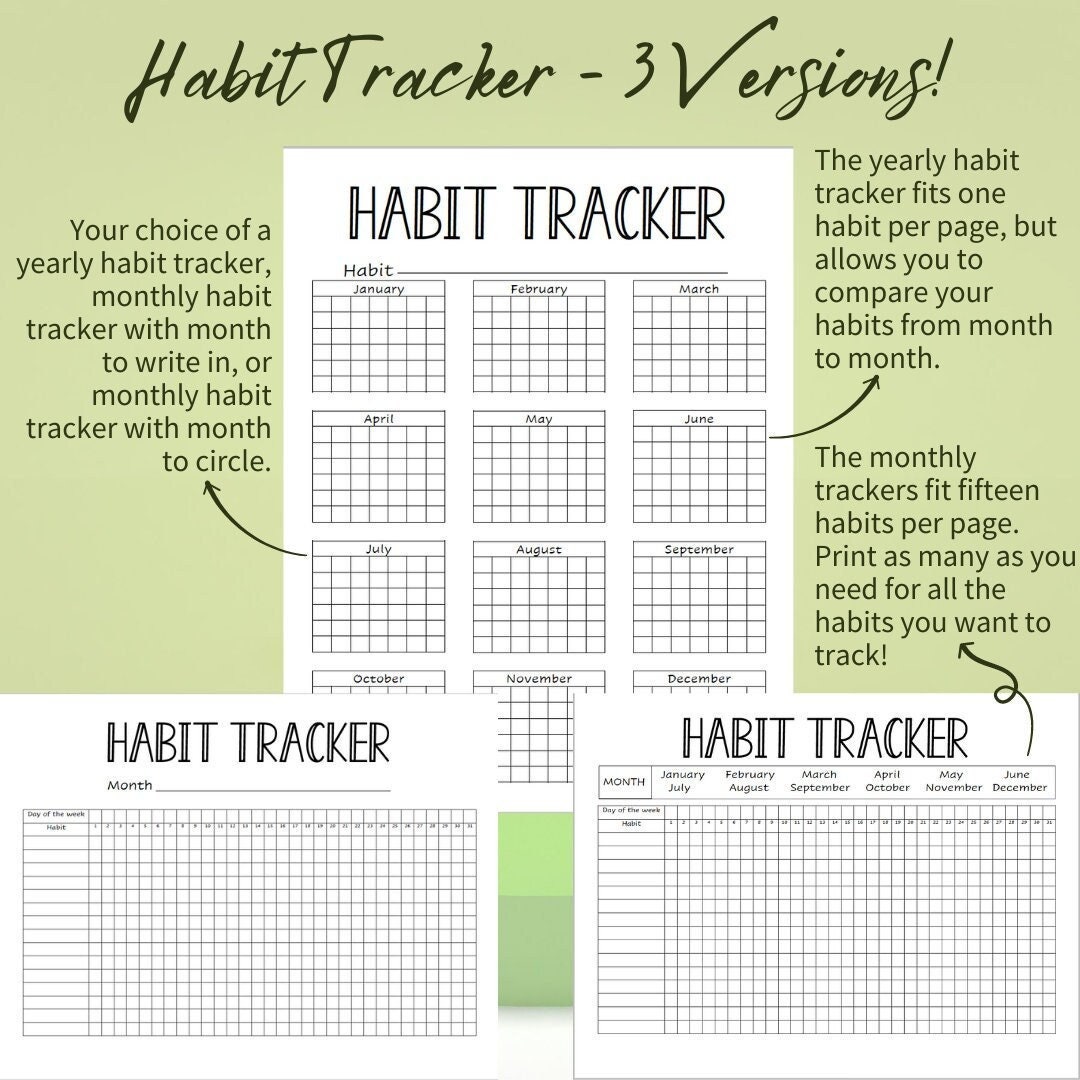 Habit Tracker, Monthly Tracker, Bujo, Bullet Journal, Printable ...