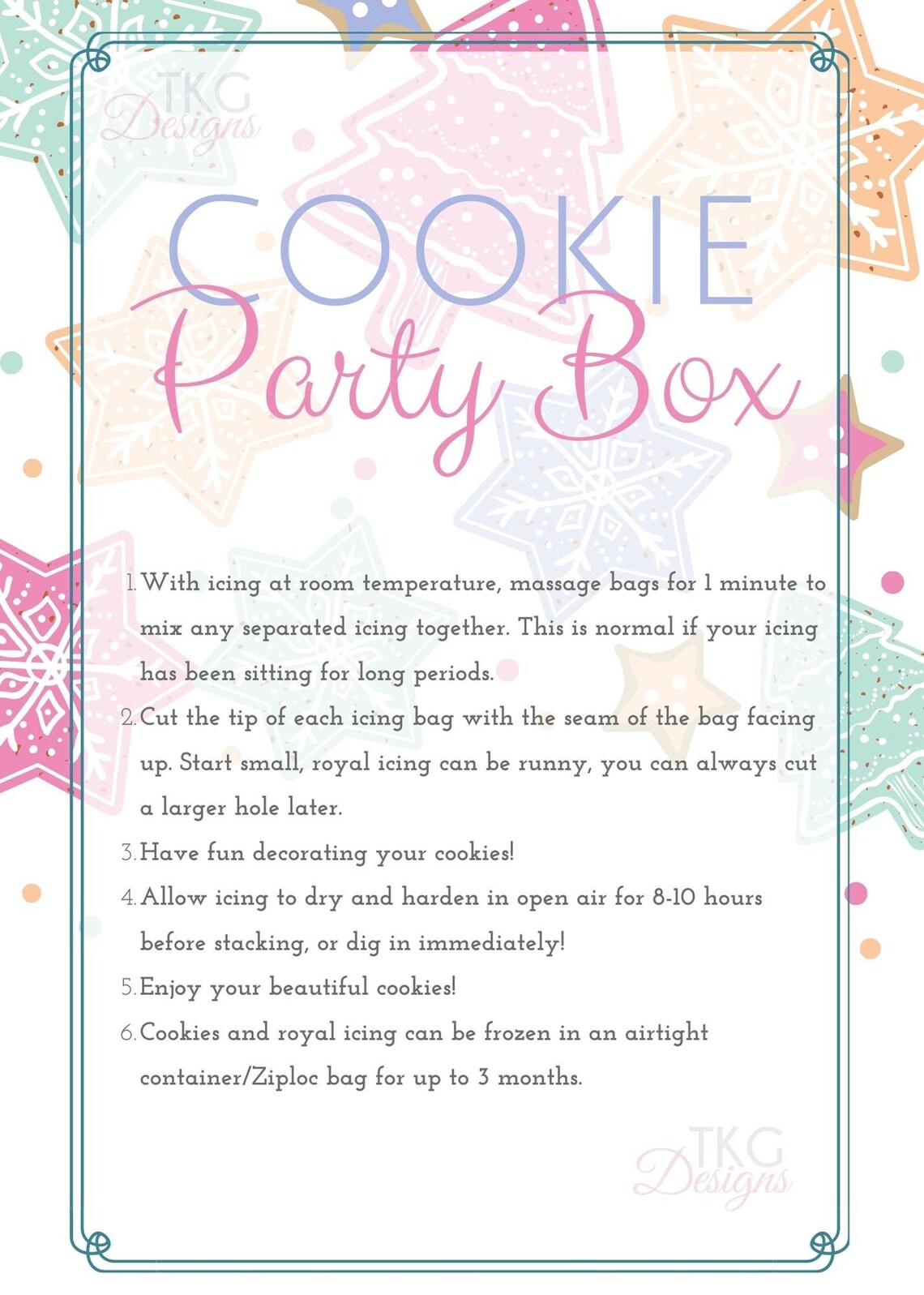 DIY Cookie Kit Instructions. DIY Cookie Kit Directions. Cookie Party ...
