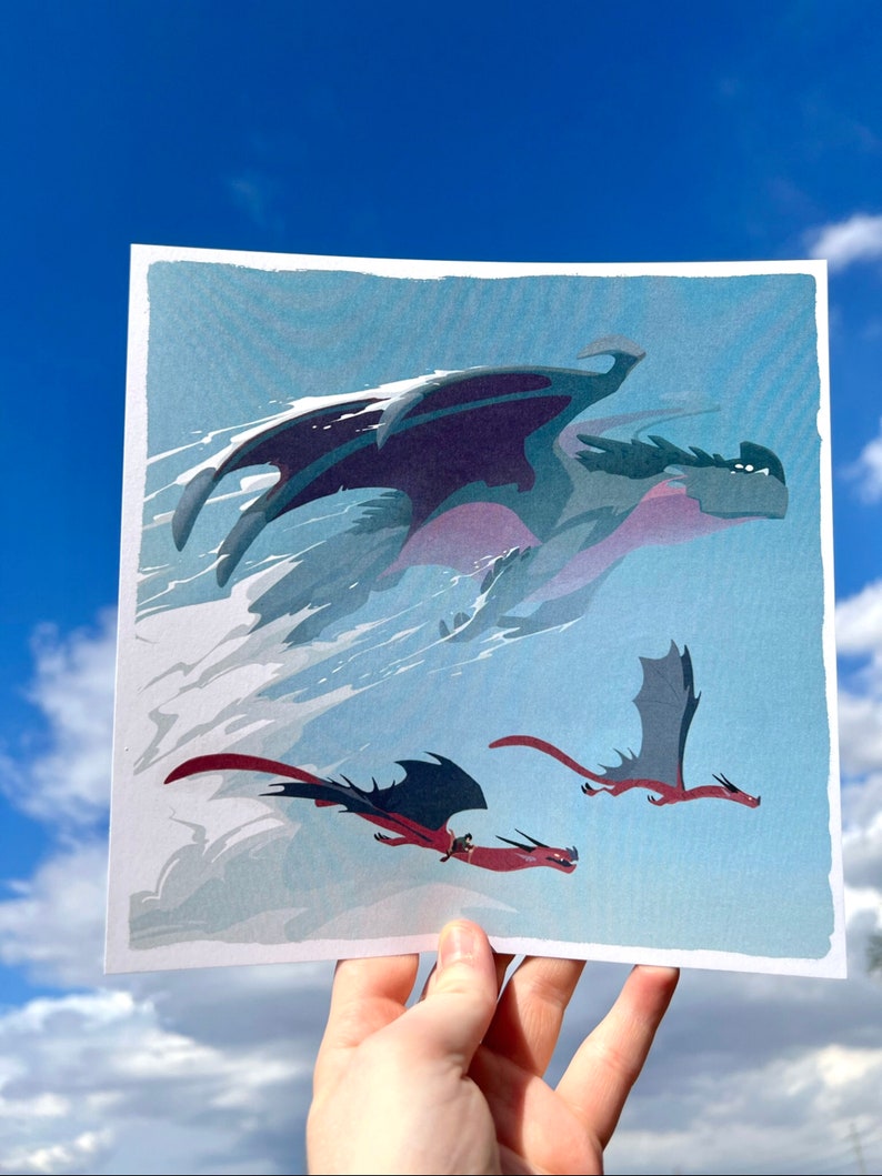 Flying Dragon Rider Fantasy Art Print - Etsy