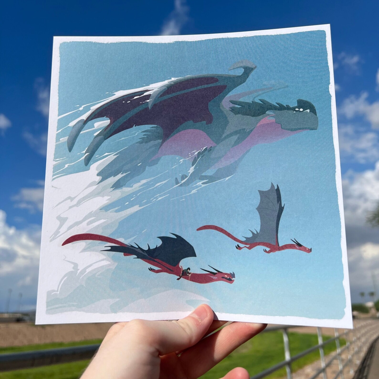 Flying Dragon Rider Fantasy Art Print - Etsy