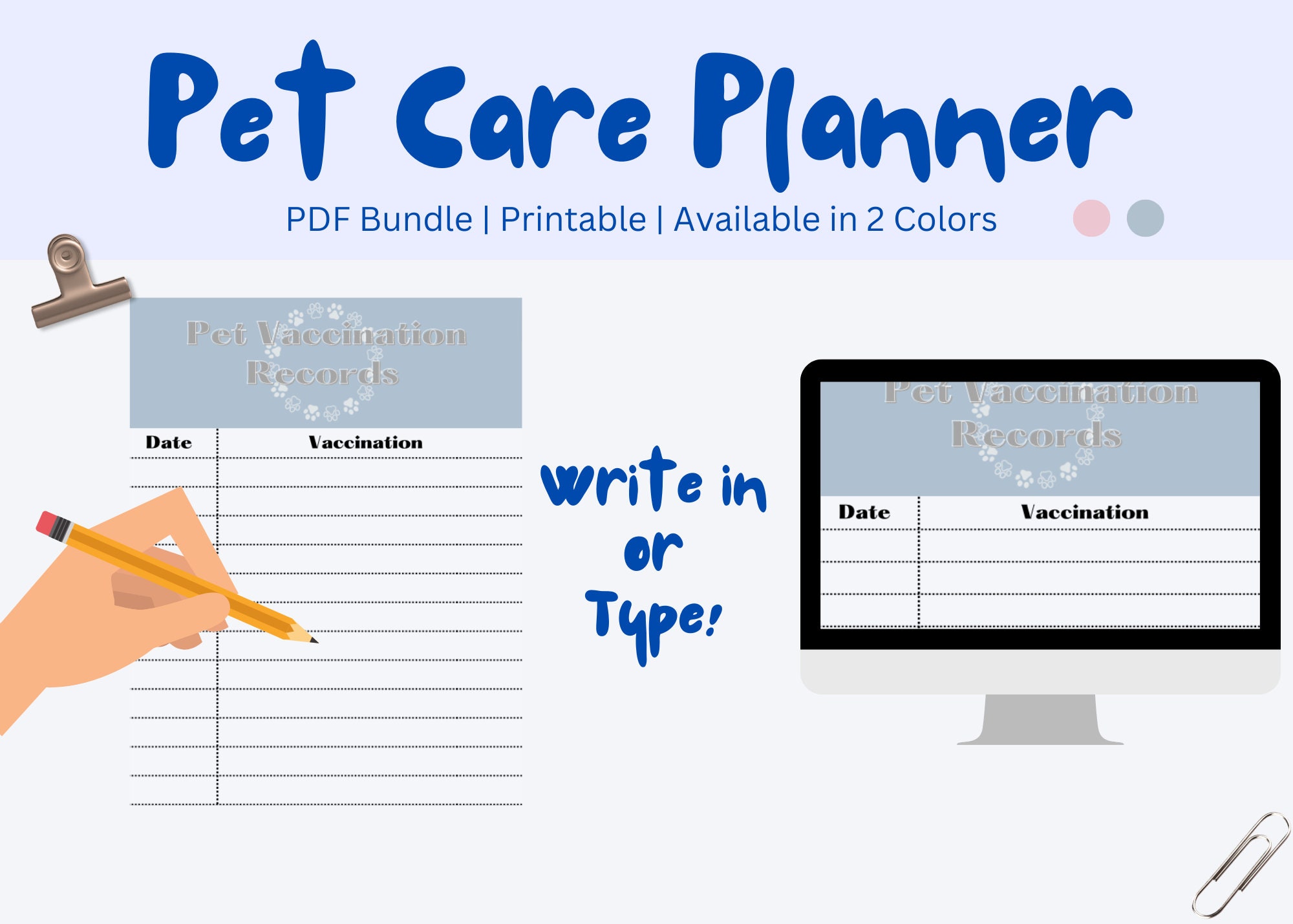 Printable Pet Planner, Pet Care Printable Planner, Digital Pet Planner ...