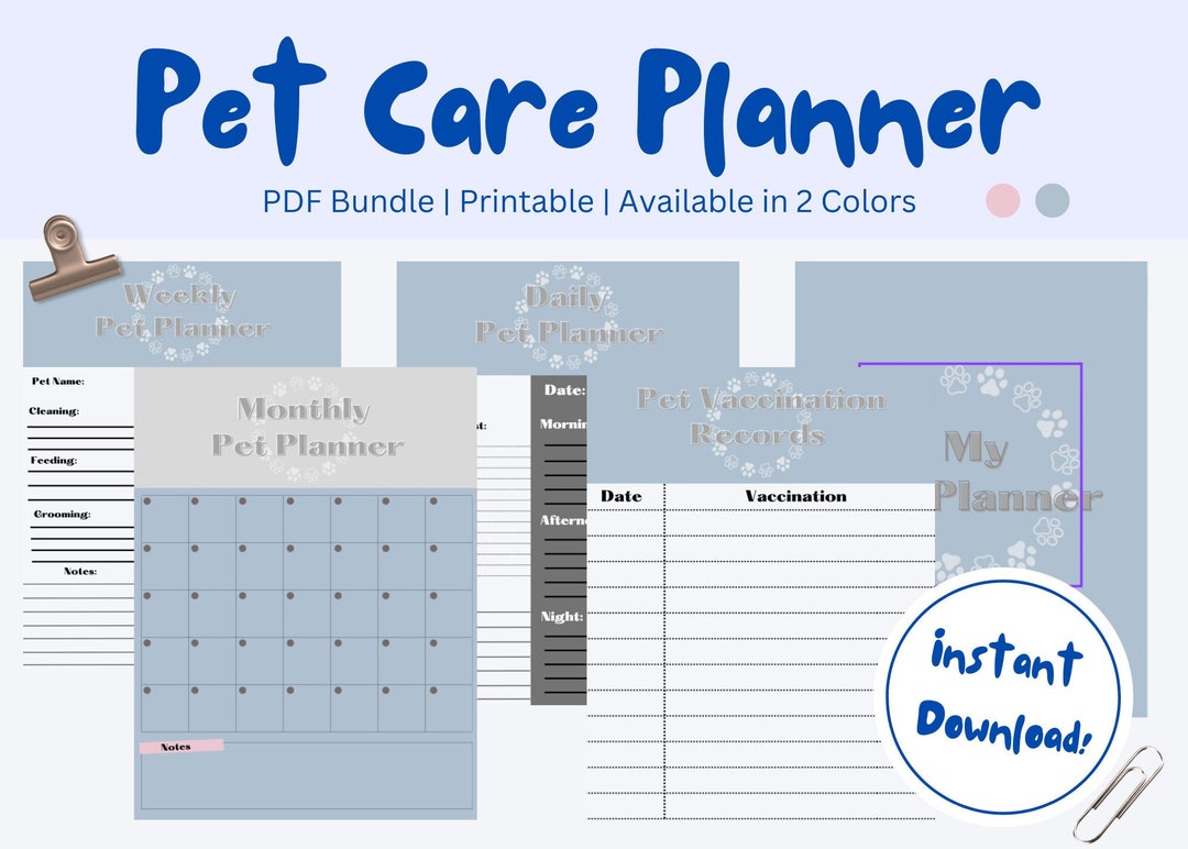 Printable Pet Planner, Pet Care Printable Planner, Digital Pet Planner ...