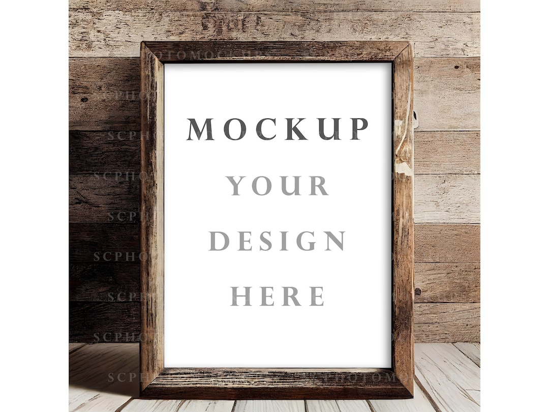 9x12 Rustic Frame Mockup, Wall Art Mockup, 8x12 Picture Mockup, PSD ...