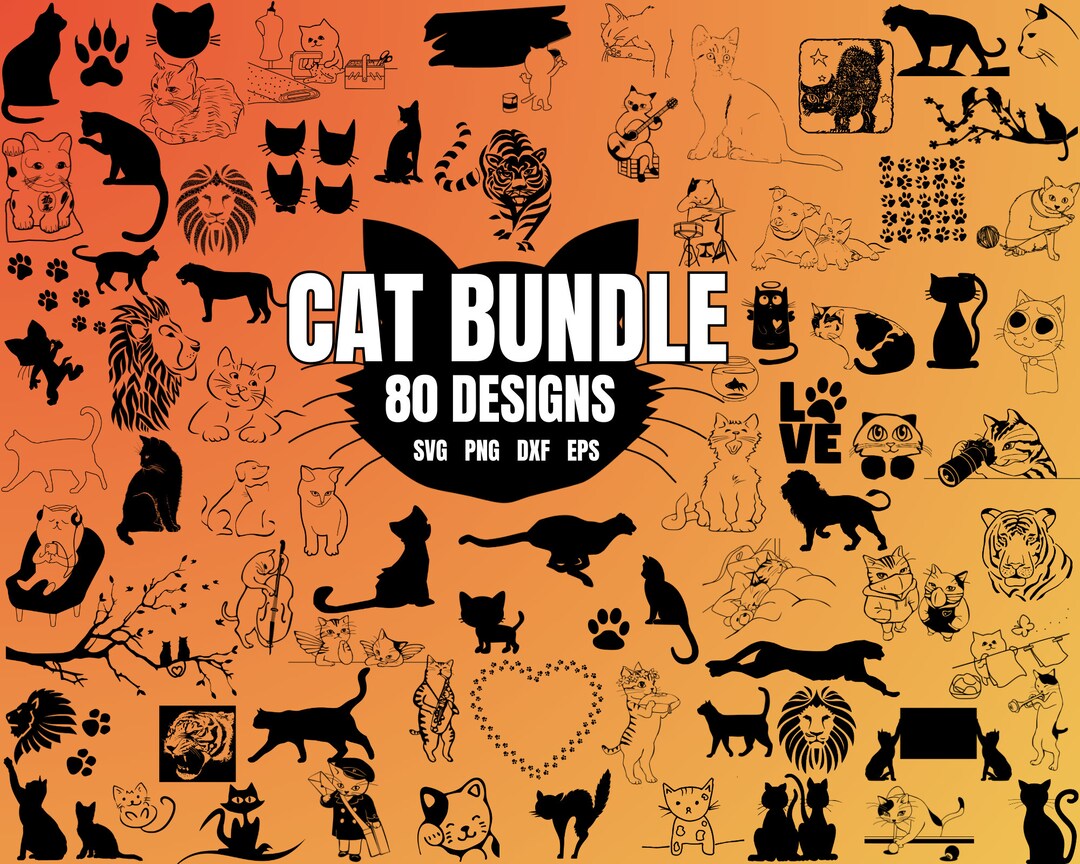 Cat SVG Bundle - Etsy