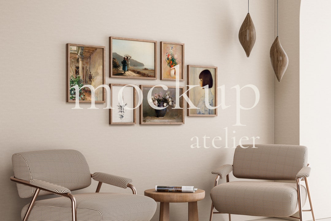 Six Gallery Frame Mockup, Set of 6 Frame Mockup, Wood Frame Set ...