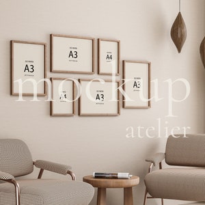 Six Gallery Frame Mockup, Set of 6 Frame Mockup, Wood Frame Set ...