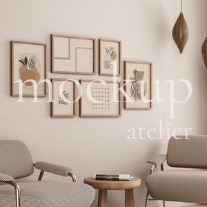 Six Gallery Frame Mockup, Set of 6 Frame Mockup, Wood Frame Set ...