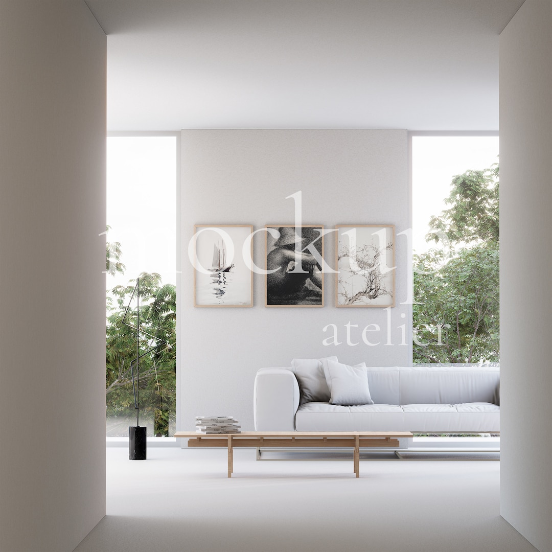 Modern Home Interior 3 Frames Mockup, Wood Frame Mockup, 5x7 Realistic ...