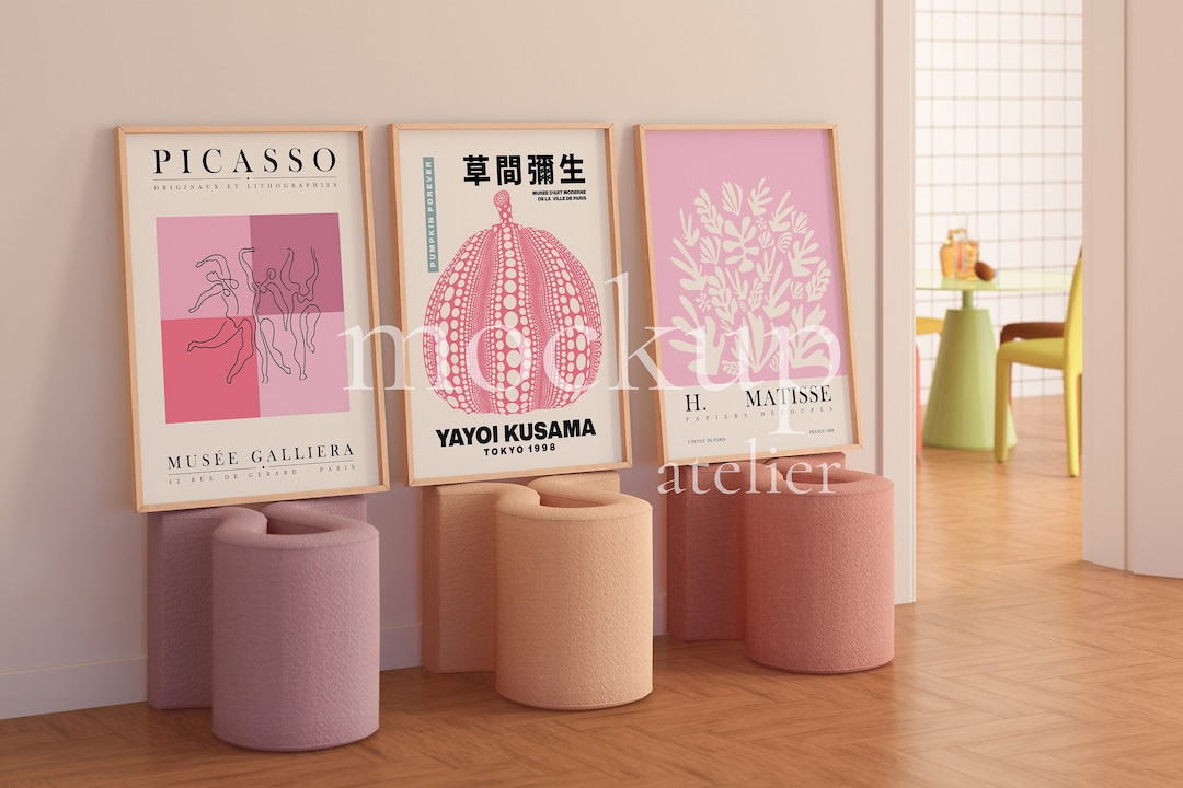 3 Wood Frames Mockup, Preppy Side View Poster Set Mockup, A1 Frame ...