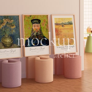 3 Wood Frames Mockup, Preppy Side View Poster Set Mockup, A1 Frame ...