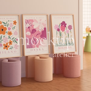 3 Wood Frames Mockup, Preppy Side View Poster Set Mockup, A1 Frame ...