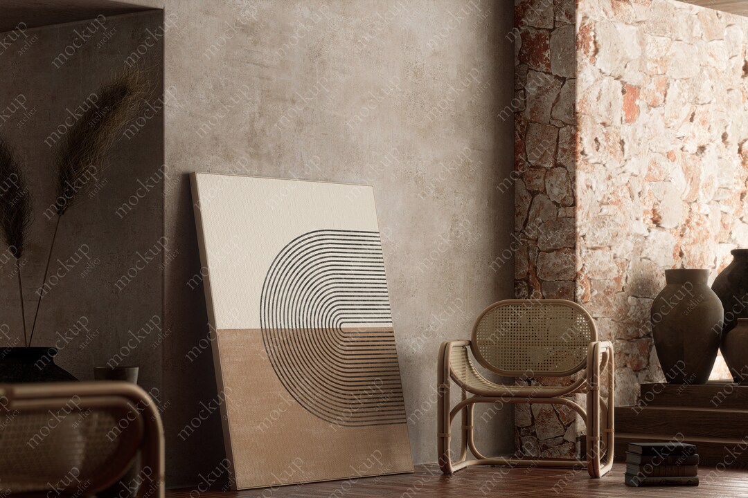 Realistic Bohemian Interior Frame Mockup, Art Print Display, Japandi ...
