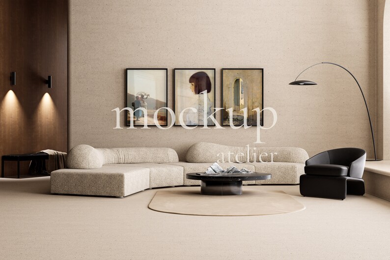 3 Black Frames Mockup Modern Interior Living Room Mockup Set - Etsy