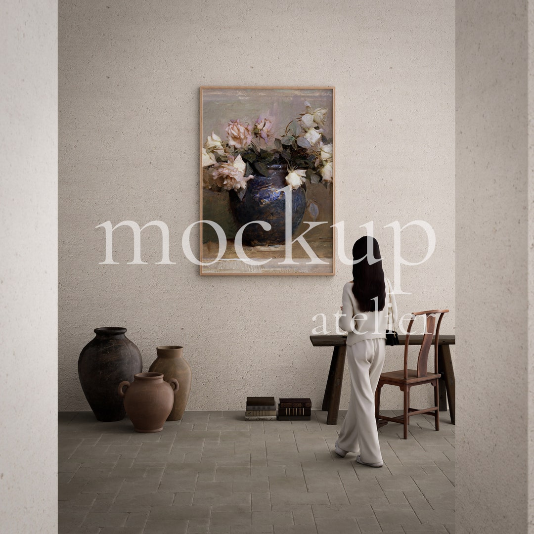 Artisan Exhibition Wood Frame Mockup, Minimalist Interior Wall Art ...