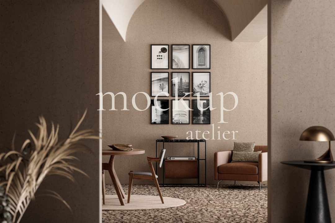 9 Frames Mockup, Set of 9 Prints Black Frames Mockup, Frame Bundle ...