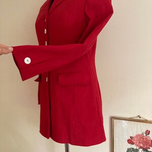 Vintage Linen Long Blazer in Red | Linen & Viscose Blend Fabric ...