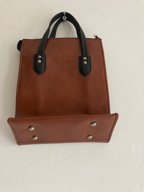 Vintage 70s Big Rectangular Top Handle Bag | Faux Lea… - Gem