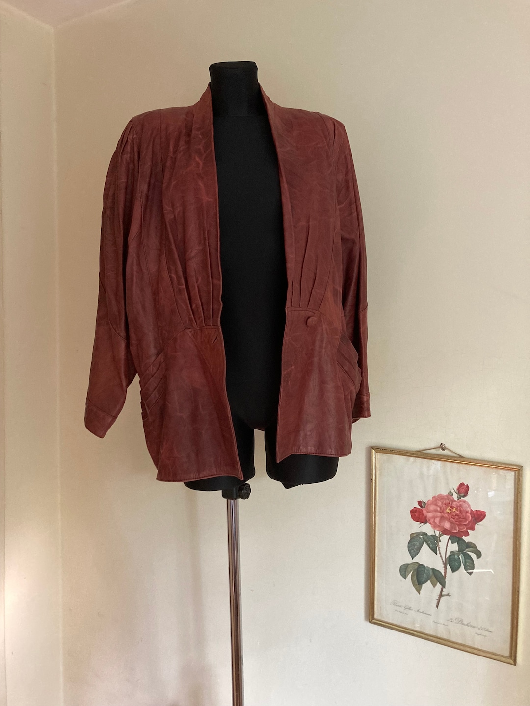 Vintage 80s Genuine Leather Jacket | Made in Italy | Marble Tie Dyed ...